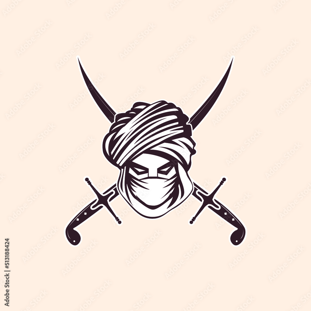 Arabic men warrior with sabers Stock Vector | Adobe Stock