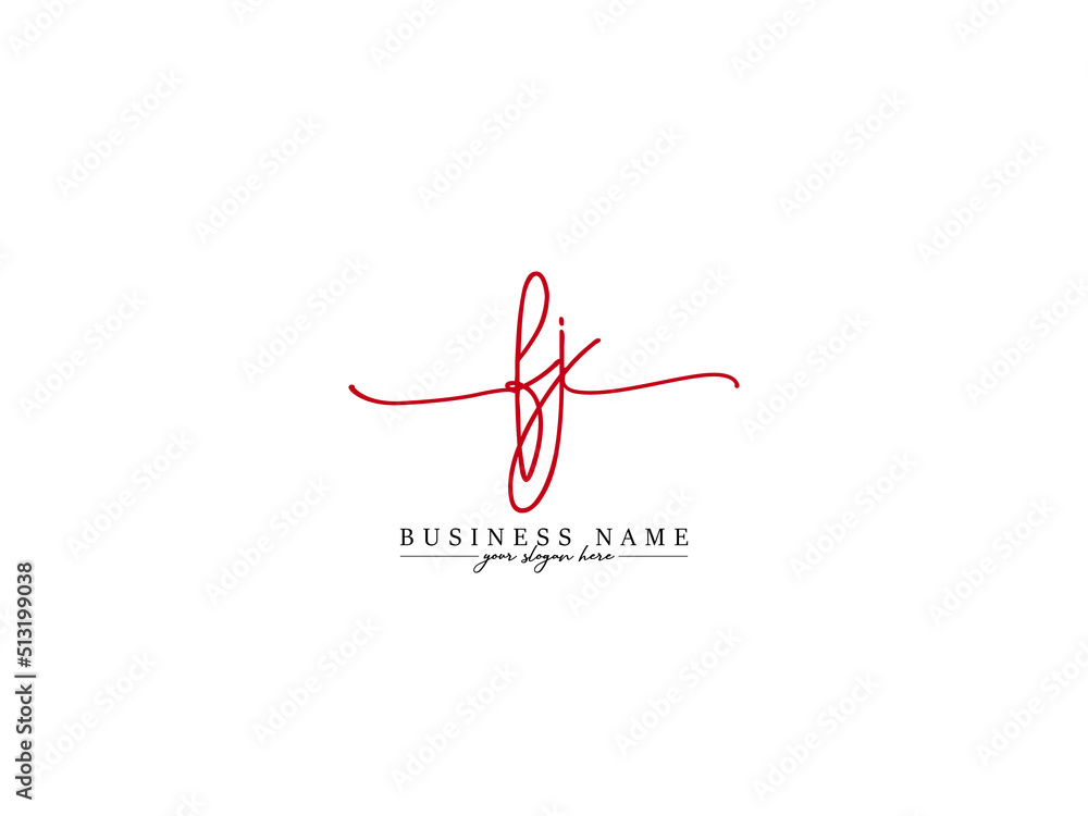 Initials FJ Signature Logo, Signature Fj jf Logo Icon Vector Red Color ...