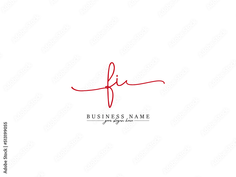 Initials FI Signature Logo, Signature Fi if Logo Icon Vector Red Color ...