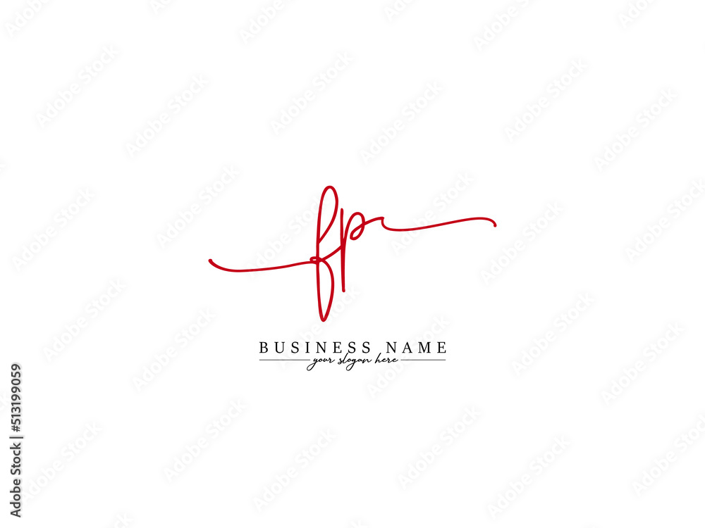 Initials FP Signature Logo, Signature Fp pf Logo Icon Vector Red Color ...