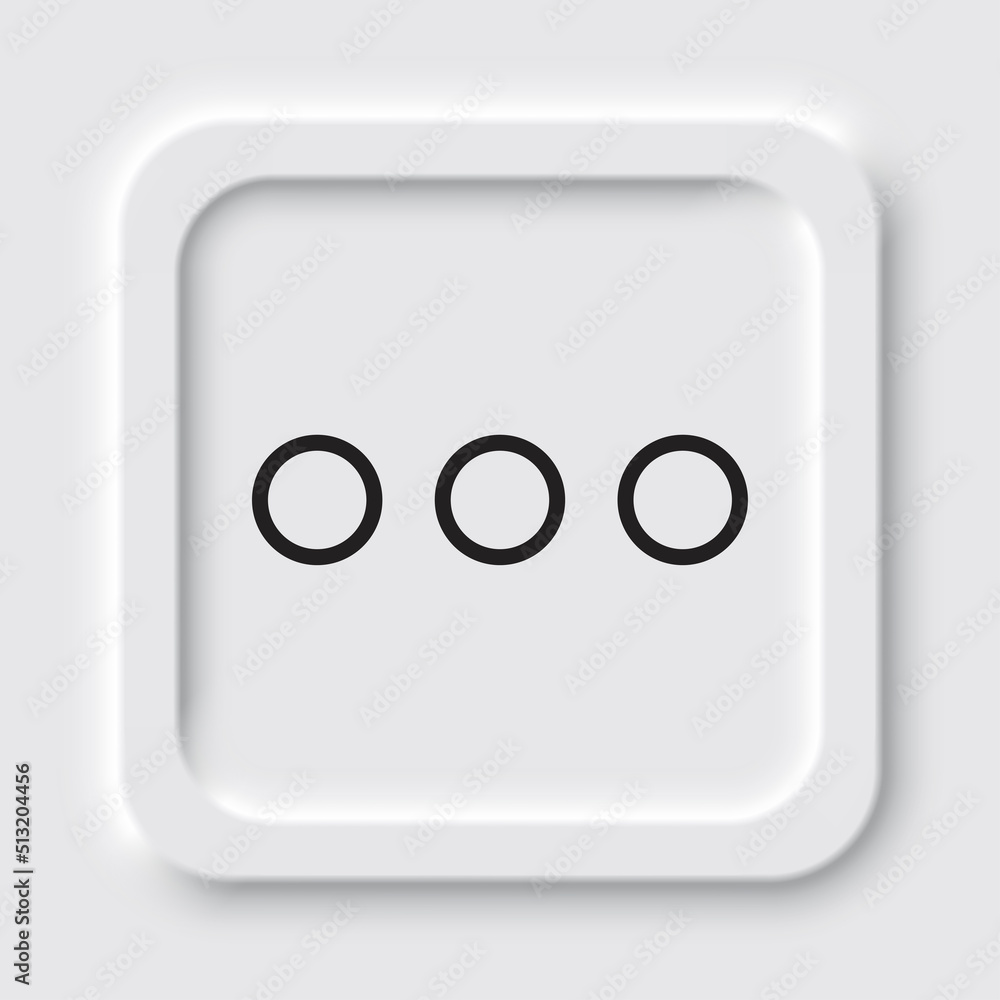 Ellipsis, three dots simple icon vector. Flat design. Neumorphism ...