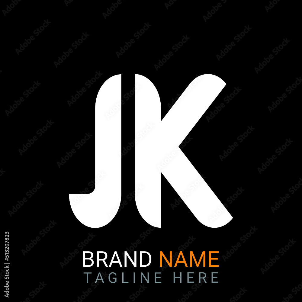 jk Letter Logo design. black background. Stock Vector | Adobe Stock