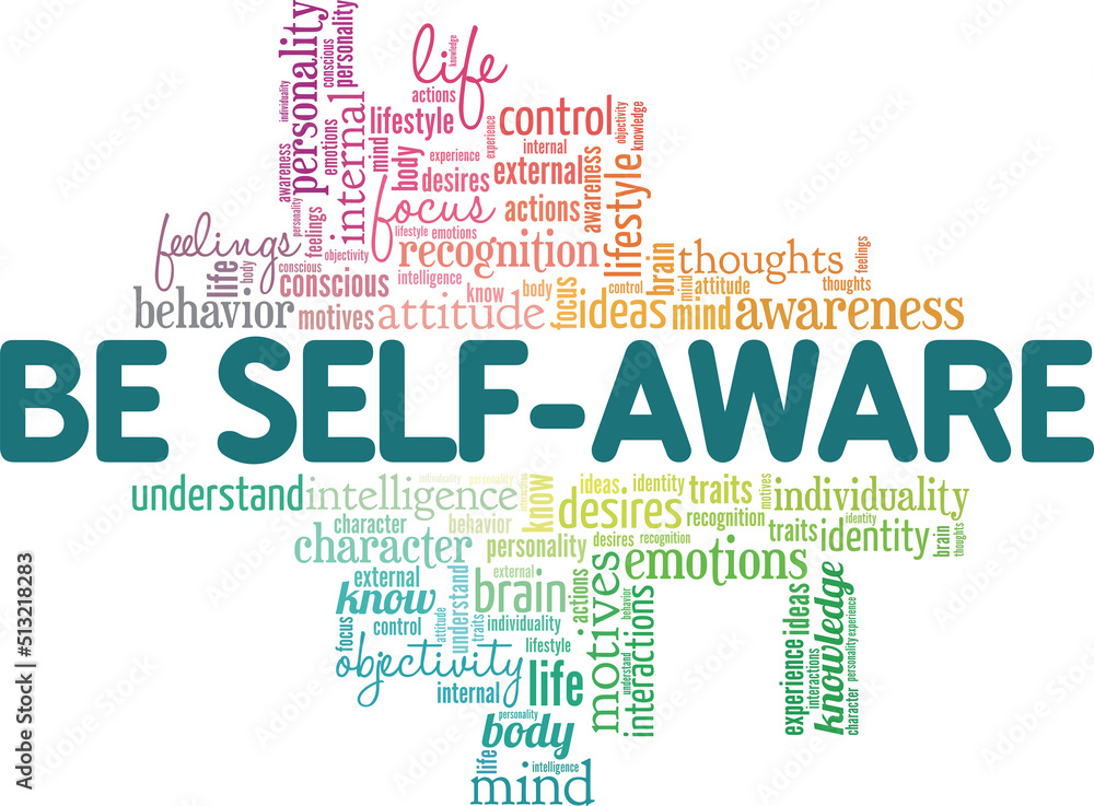 Be Self-Aware word cloud conceptual design isolated on white background ...