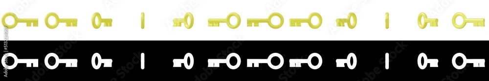 3D rendering illustration sprites of a stylized key Stock Illustration ...