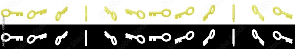 3D rendering illustration sprites of a stylized key Stock Illustration ...