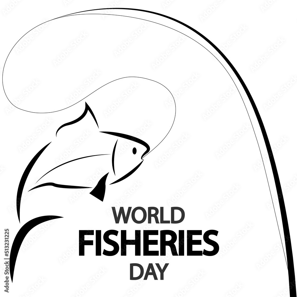 World Fisheries Day fish on a rod, vector art illustration. Stock ...