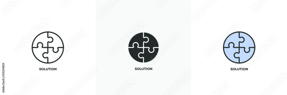 solution icon. Line, solid and filled outline colorful version, outline ...
