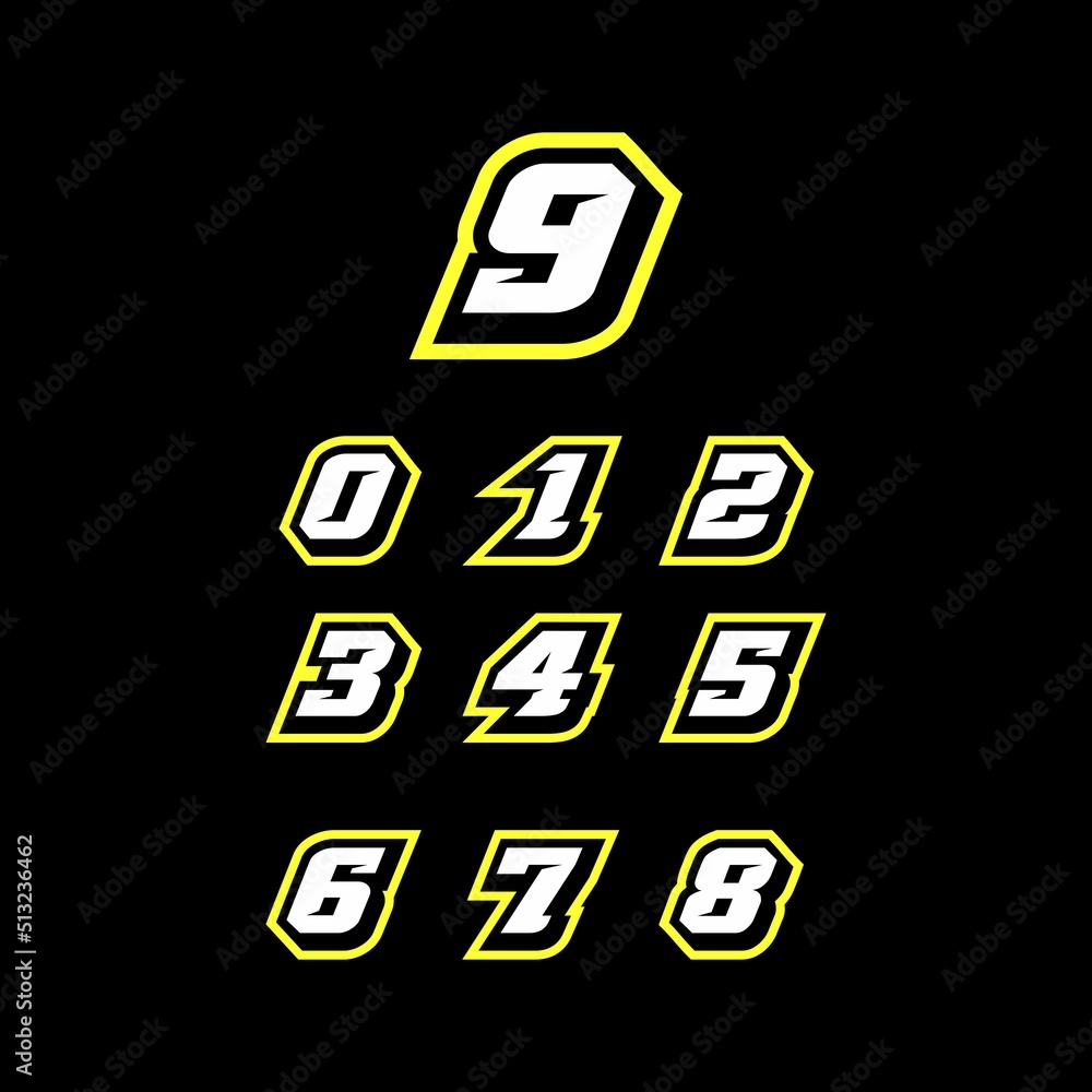 Racing number logo design vector de Stock | Adobe Stock