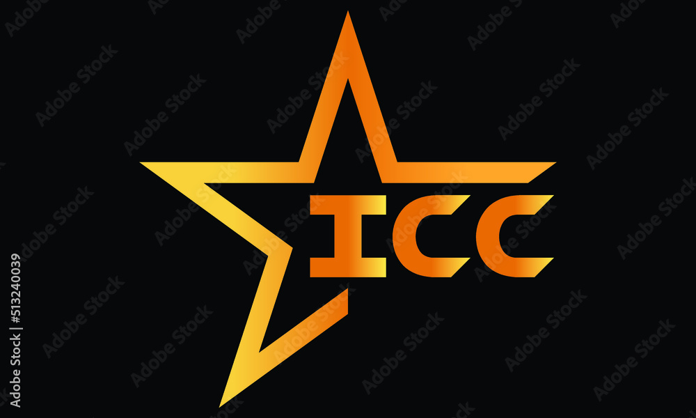 ICC golden luxury star icon three letter logo design vector template ...