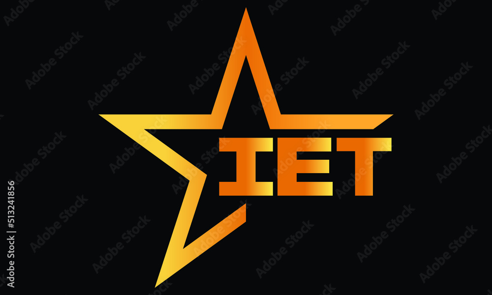 IET golden luxury star icon three letter logo design vector template ...