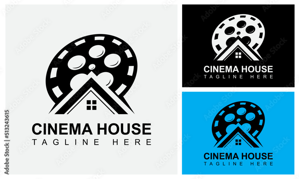 Cinema House Logo Design Template. Film strip, simple conceptual logo ...
