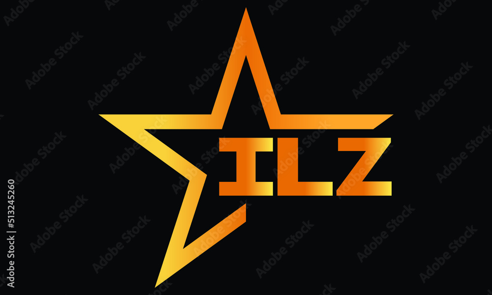 ILZ golden luxury star icon three letter logo design vector template ...