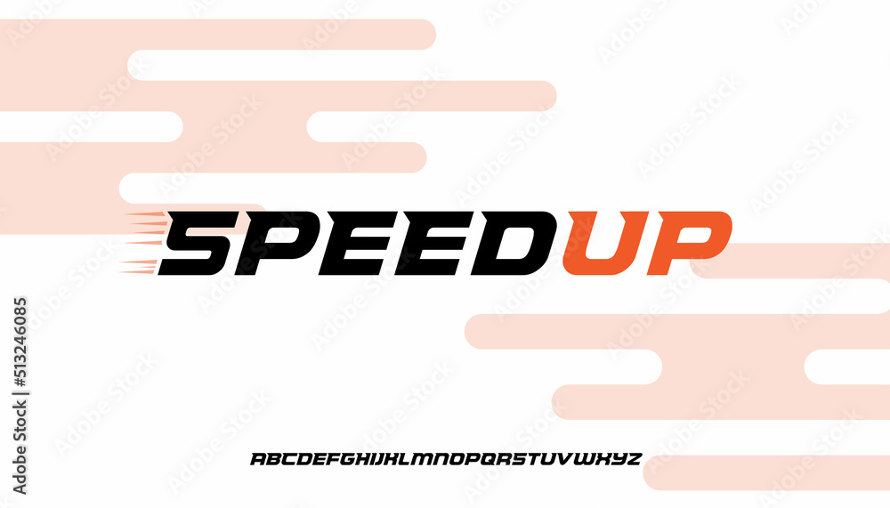 Speed Up, bold and strong sans serif typeface letter uppercase italic ...