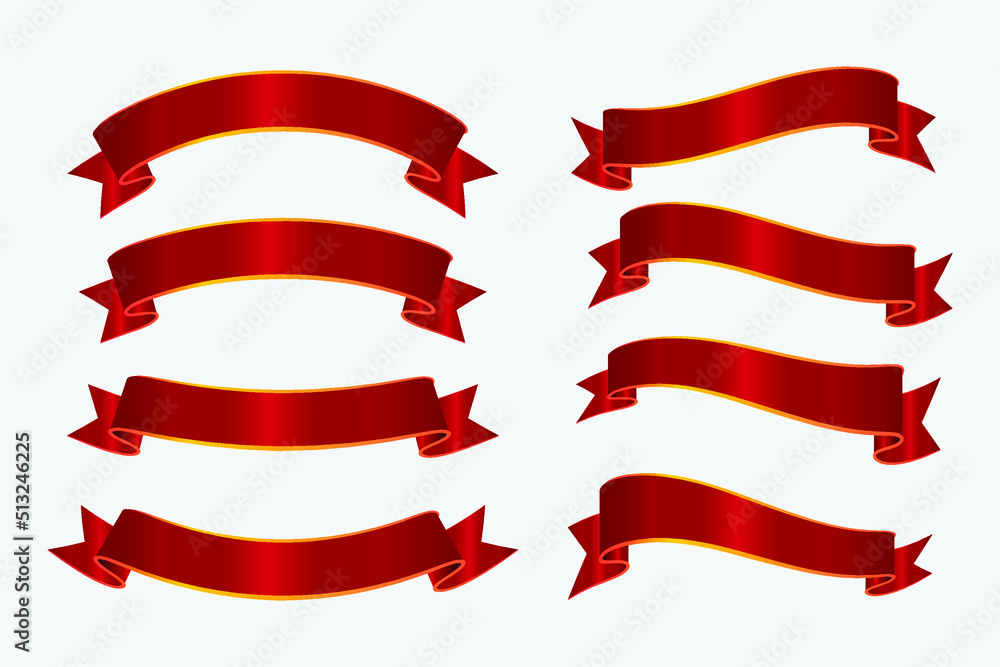 Abstract Red Ribbon Set Vector Design Stock Vector | Adobe Stock