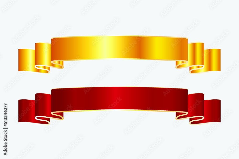 Red and golden ribbon vector design Stock Vector | Adobe Stock