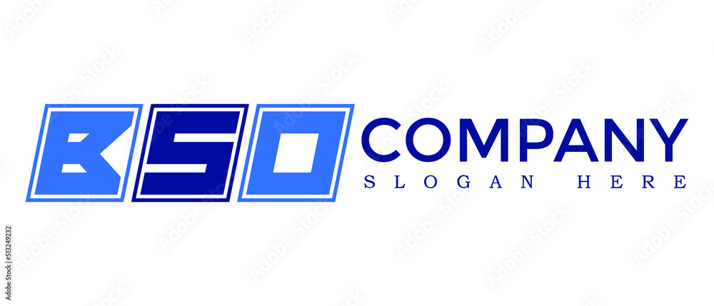 BSO three Letter Rounded rectangle boxes shape element symbol digital ...