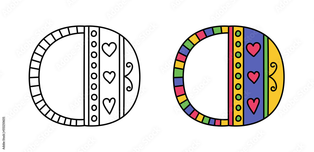 Doodle letter O. Hand drawn line ABC. Sketch alphabet. Kids ...