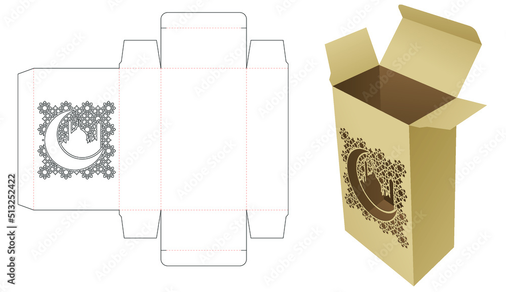 Arabic pattern box die cut template and 3D mockup Stock Vector | Adobe ...