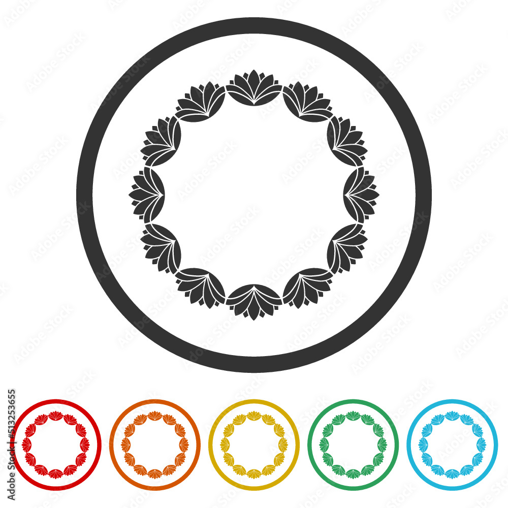 Lotus circle frame icons in color circle buttons Stock Vector | Adobe Stock