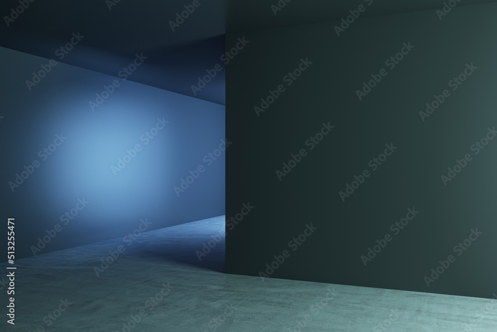Perspective view on blank black wall with place for your poster or ...