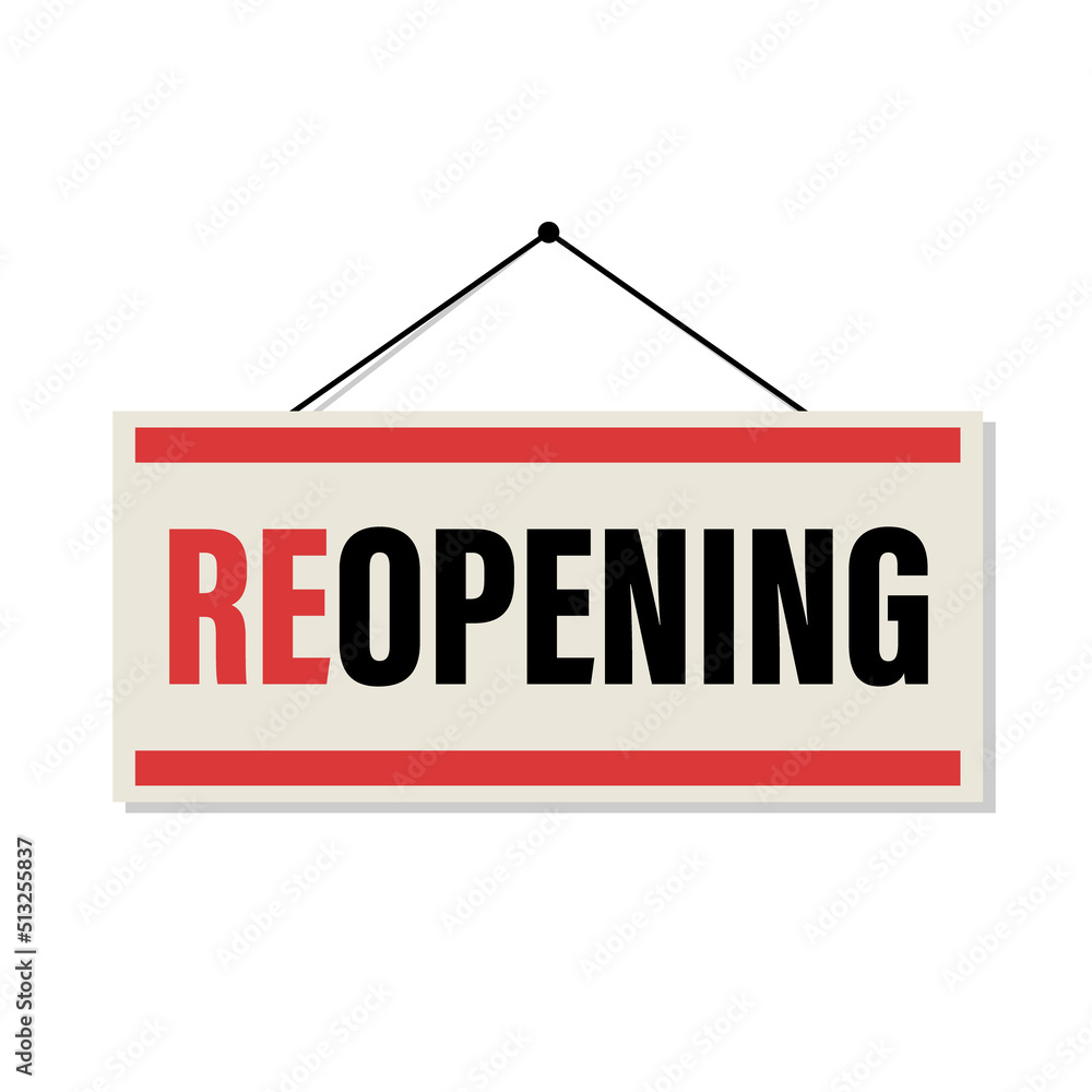 Vector Hanging Reopening Door Sign Stock Vector | Adobe Stock