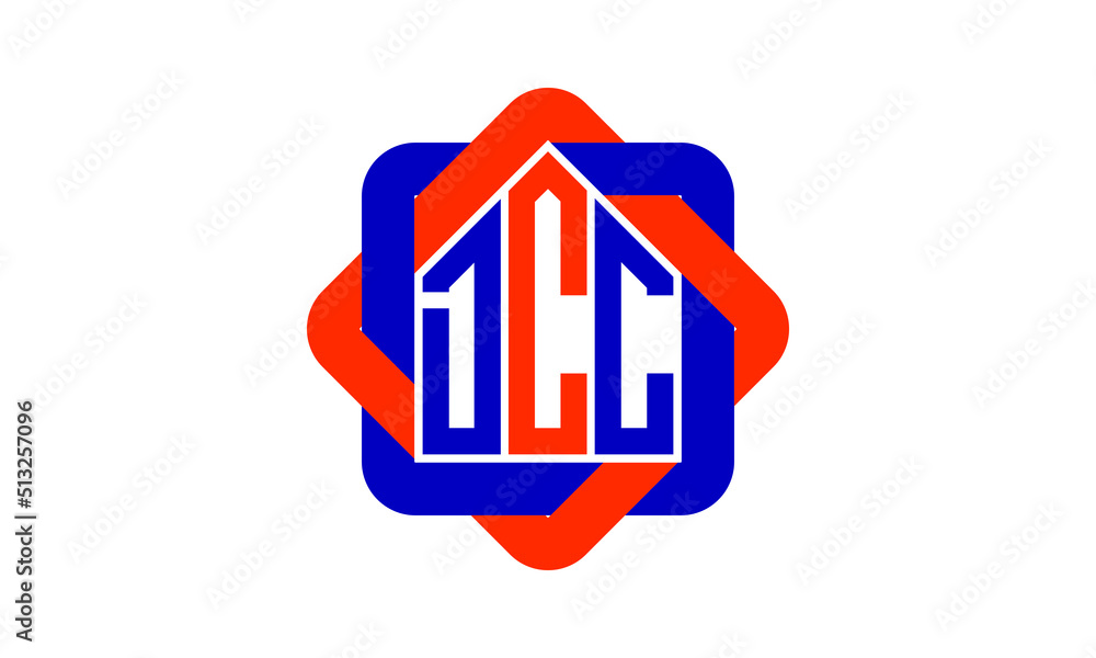 DCC three letter real estate logo with home icon logo design vector ...