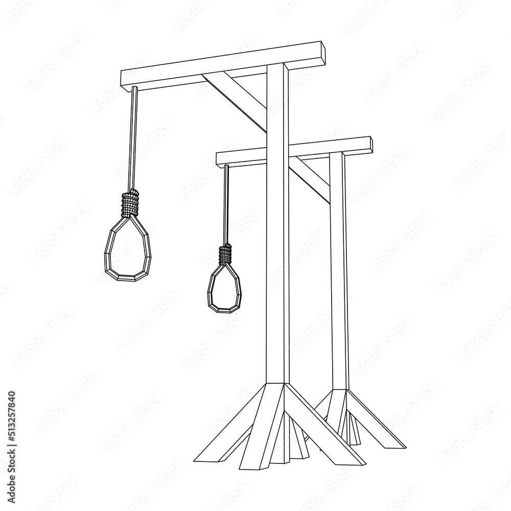 Gallows with Hanging rope. Place of execution in the Middle Ages Stock ...