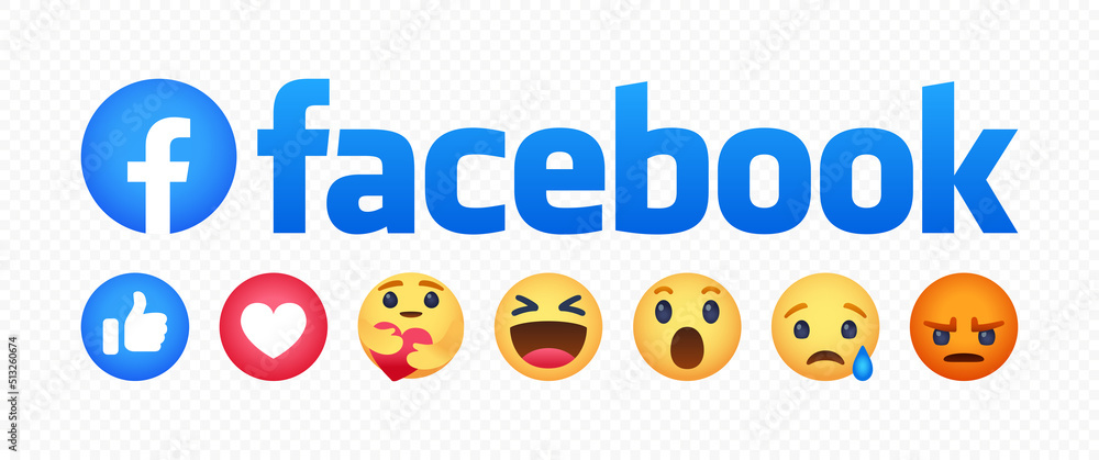Facebook emoticon emoji icon buttons, isolated on trasparent background ...