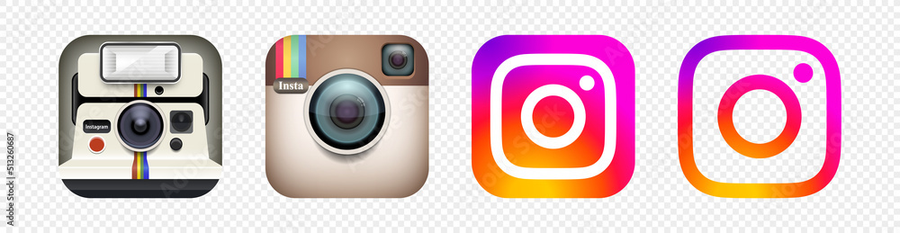 Evolution of the Instagram Logo, isolated on trasparent background ...