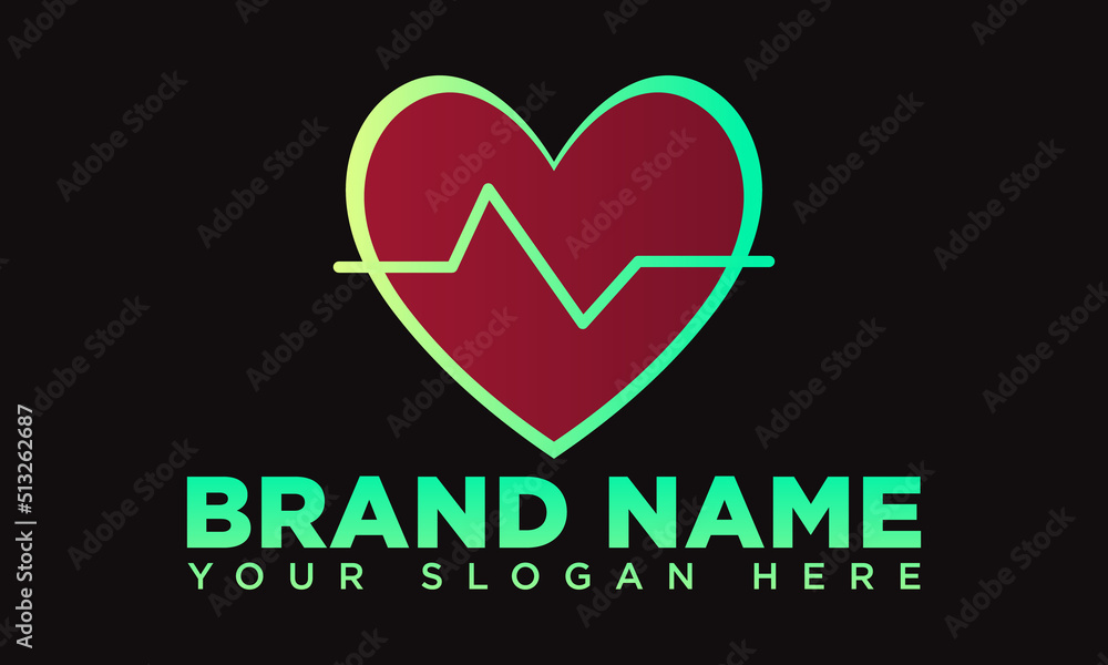 heart with heartbeat logo design. heart logo or heartbeat logo or icon ...