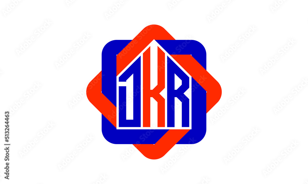 Vecteur Stock DKR three letter real estate logo with home icon logo ...
