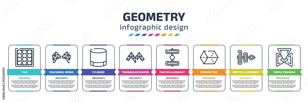geometry infographic design template with tile, polygonal wings ...