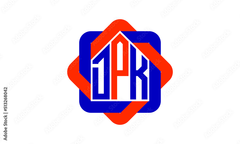DPK three letter real estate logo with home icon logo design vector ...
