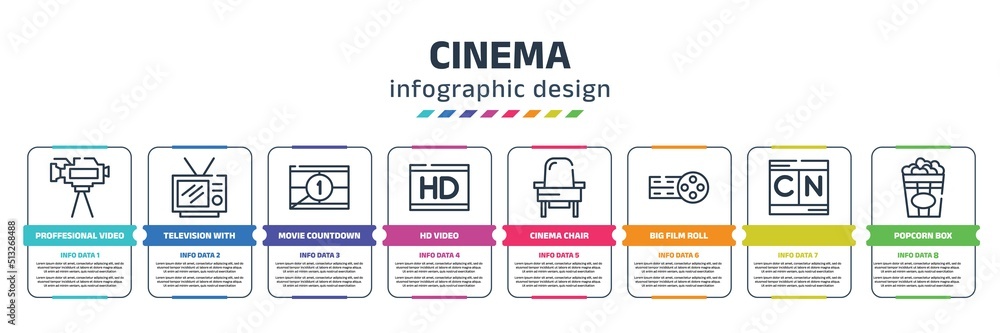 cinema infographic design template with proffesional video camera ...