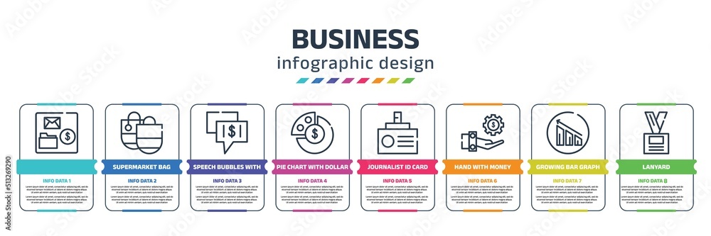 business infographic design template with , supermarket bag, speech ...
