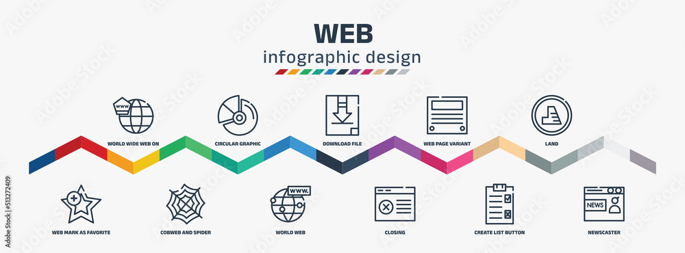 web infographic design template with world wide web on grid, web mark ... web infographic design template with world wide web on grid, web mark ...