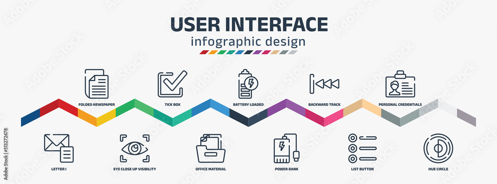 user interface infographic design template with folded newspaper ...