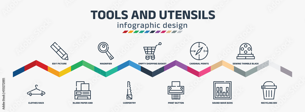 tools and utensils infographic design template with edit picture ...