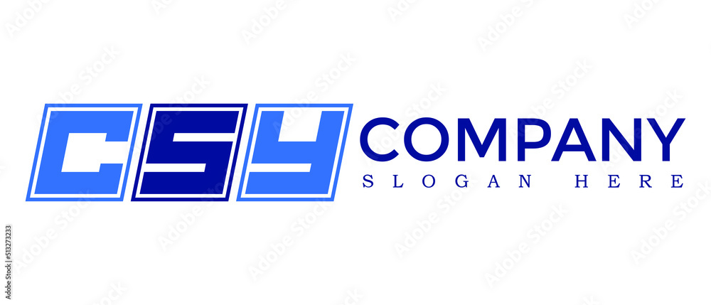 CSY three Letter Rounded rectangle boxes shape element symbol digital ...