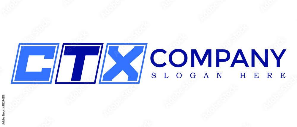 CTX three Letter Rounded rectangle boxes shape element symbol digital ...