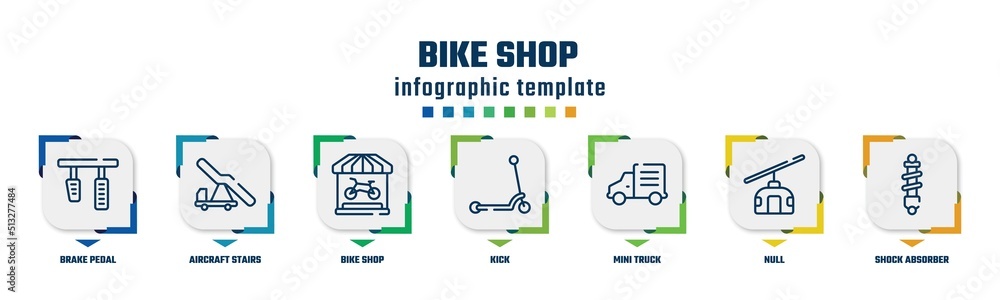 bike shop concept infographic design template. included brake pedal ...