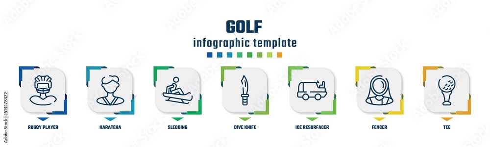 golf concept infographic design template. included rugby player ...
