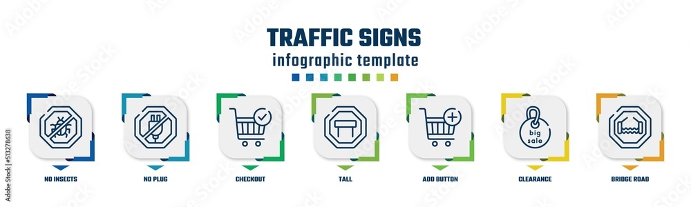 traffic signs concept infographic design template. included no insects ...