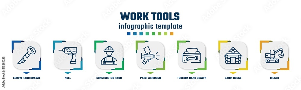 work tools concept infographic design template. included screw hand ...