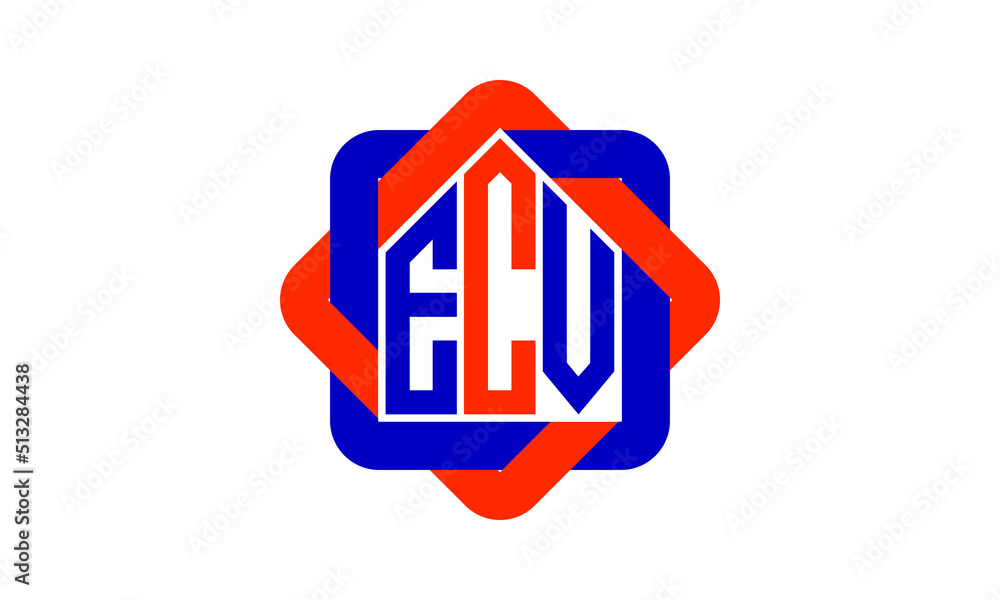 ECV three letter real estate logo with home icon logo design vector ...