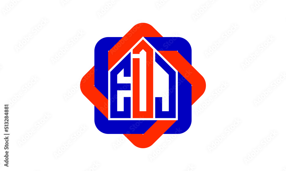 EDJ three letter real estate logo with home icon logo design vector ...