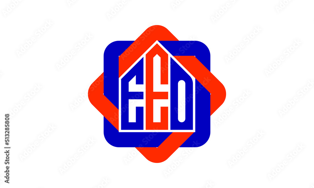 EEO three letter real estate logo with home icon logo design vector ...
