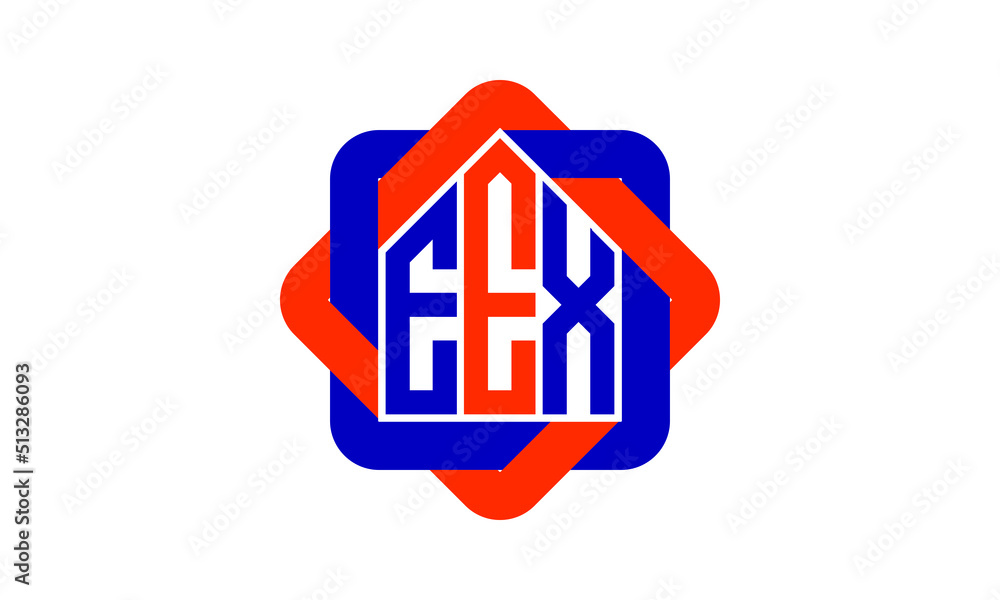 EEX three letter real estate logo with home icon logo design vector ...