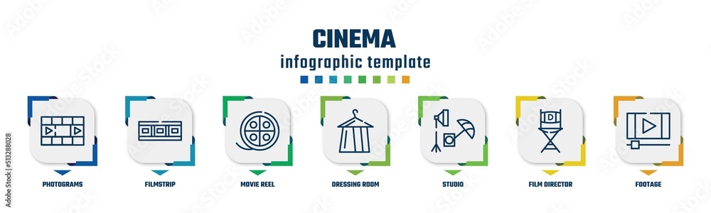 cinema concept infographic design template. included photograms ...