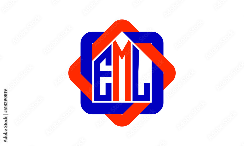 EML three letter real estate logo with home icon logo design vector ...